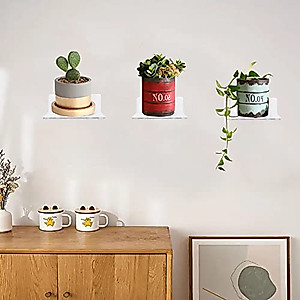 Acrylic Small Adhesive Wall Shelves, 3-Ledges Small Floating Shelf, 4-Inch Floating Shelves Pop Shelves Hanging Display 1256 0