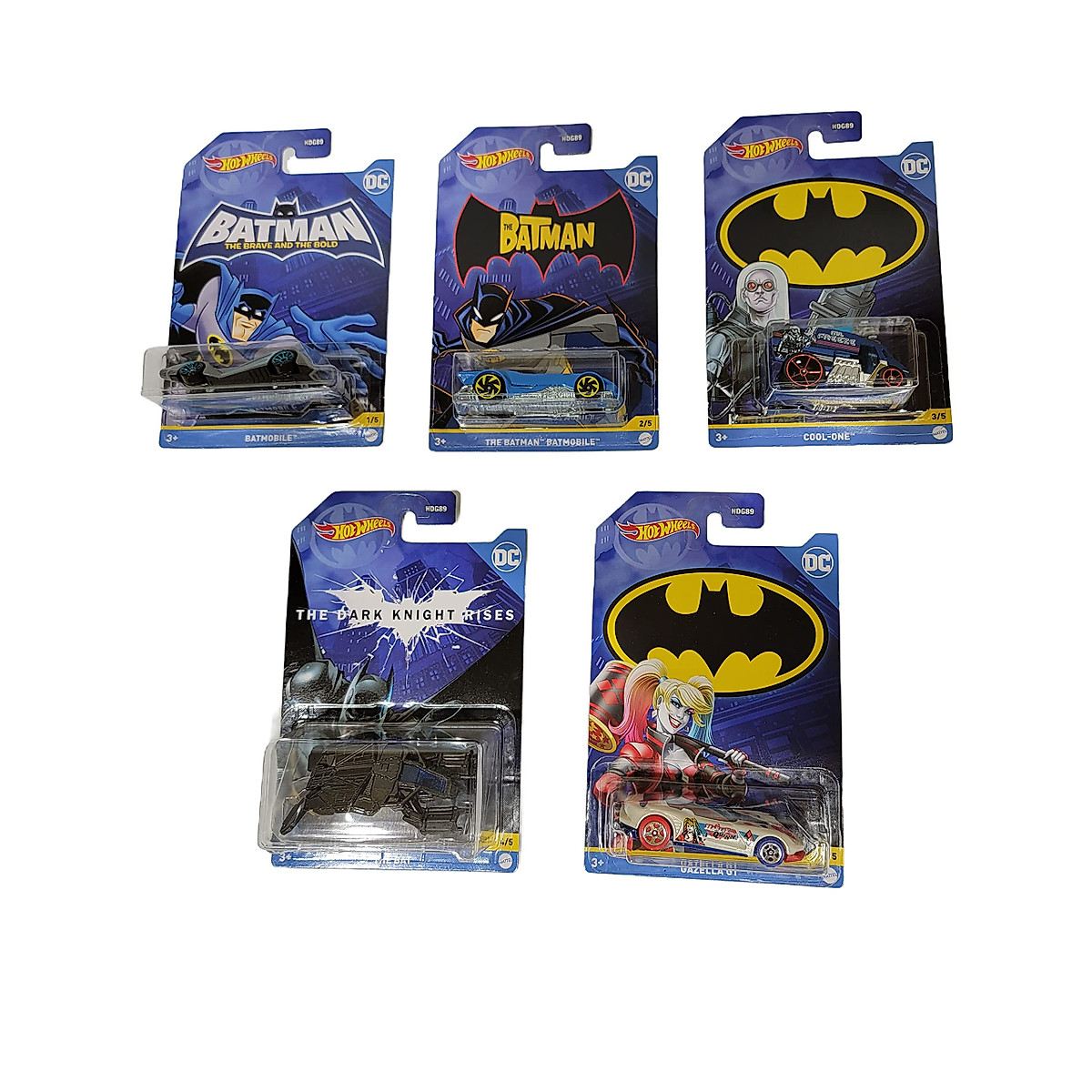 Hot Wheels Batman 2022 Batmobile Complete Set of 5 Diecast Vehicles Mix 3 from HDG89-956C Release