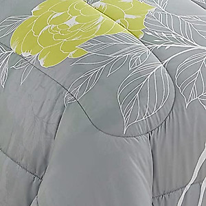 Sweet Home Collection 7 Piece Comforter Set Bag Solid Color All Season Soft Down Alternative Blanket & Luxurious Microfiber Bed Sheets, Florence, Queen