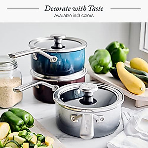 Merten & Storck European Crafted Steel Core Enameled Cookware, 2.1QT Saucepan Pot with Lid, Induction, PFAS & PTFE Free, Dishwasher Safe, Oven & Broiler Safe, Merlot Red