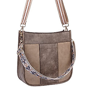 Caitina Crossbody Bag For Women,Vegan Leather Crossbody Hobo Handbag with 2 Adjustable Strap Zipped Pockets Shoulder Bags(Apricot)