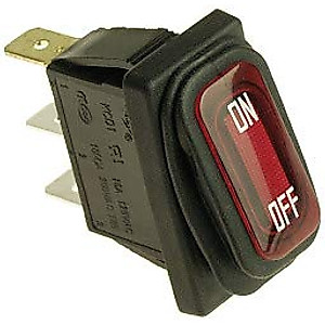 On/Off Power Switch for Razor - KCD1 Red Illuminated On-Off Switch for Razor E100, E200, E300, Crazy Cart, GF, Drifter, Dune Buggy - Heavy Duty Waterproof Rubber Boot On Off 3-Pin Toggle Switch