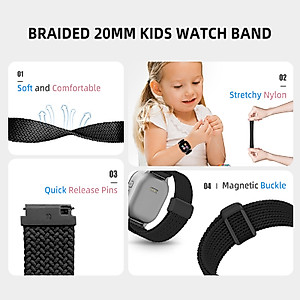 SimpleThings Braided Band Compatible with Cosmo JrTrack 3/Cosmo JrTrack 2 SE/Cosmo JrTrack 2/Cosmo JrTrack Smartwatch, 2Pack Stretchy Nylon Strap with Snap-on Clasp