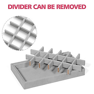 DIOMMELL 8 Pack Stackable Velvet Jewelry Trays Organizer, Jewelry Storage Box Display Trays Showcase Holder Closet Dresser Drawer Organizer for Earring Necklace Bracelet Ring Accessary