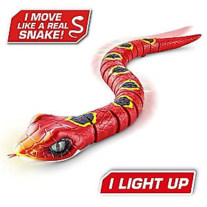 Robo Alive Slithering Snake Series 3 Red by ZURU Battery-Powered Robotic Light Up Reptile Toy That Moves (Red), Multi-Color, 7150A