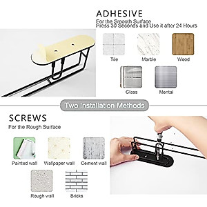 Paper Towel Holder Under Cabinet Mount - Self Adhesive Napkin Roll Holder Stick on Wall, Stainless Steel Black