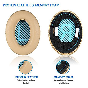 Jecobb Replacement Ear Pads Kit Ear Cushions for Bose QuietComfort 2, Quiet Comfort 15, QuietComfort 25, QC 35, Ae2, Ae2i, Ae2w, Sound True, Sound Link (Around-Ear Only) Headphones (Apricot)