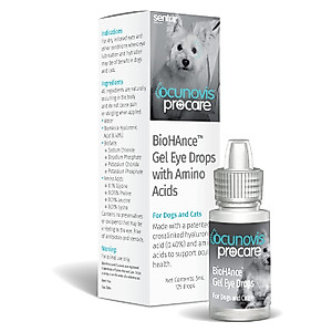 Sentrx Ocunovis ProCare Gel Eye Drops for Cats with Lysine, Eye Lube for Dogs, Patented BioHance for Dry Eyes, Allergies, 5 ml