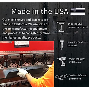 DIY CARTEL Made in USA Floating Metal Wall Shelf Picture Ledge - USA Manufactured Steel - Industrial Heavy Duty Modern Farmhouse Rustic Designed Shelf (48in White)