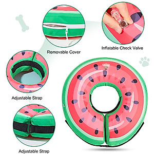 Glittme Dog Donut Collar, Inflatable Dog Cone, Cone for Dogs After Surgery, Soft Dog Cone to Stop Licking, M