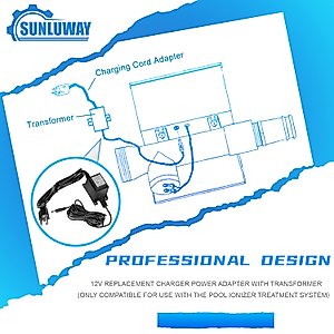 Sunluway 460304 Ionizer Transformer, Replacement Charger Power Adapter with Transformer (Only Compatible for Use with The Pool Ionizer Treatment System）