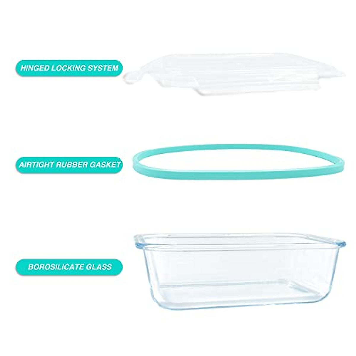 Ehi's Glass Food Storage Containers Set - Meal Prep Container with Locking Lids - 100% Leakproof, BPA-Free & Airtight Portion Control Lunch Containers, Freezer-to-Oven-Safe Food Containers, Set of 3