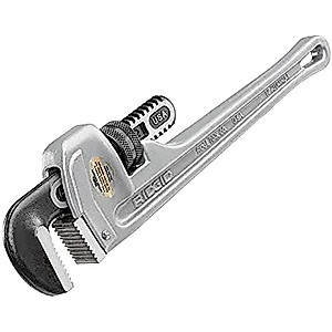 RIDGID 31095 Model 814 Aluminum Straight 14" Plumbing Pipe Wrench, Silver, Made in the USA