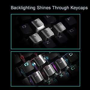 Fitlink FPS & MOBA Gaming Keycaps, Durable Stainless Steel Metal Keycap with Key Puller for Mechanical Keyboard Cherry Mx Switch (WASD+Direction Keys,Blue)