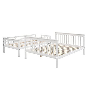 Twin Over Full Beds with Storage Stairs, Solid Wood Bunk Beds with Guard Rail for Kids,Teens,Boys,Girls,Adults