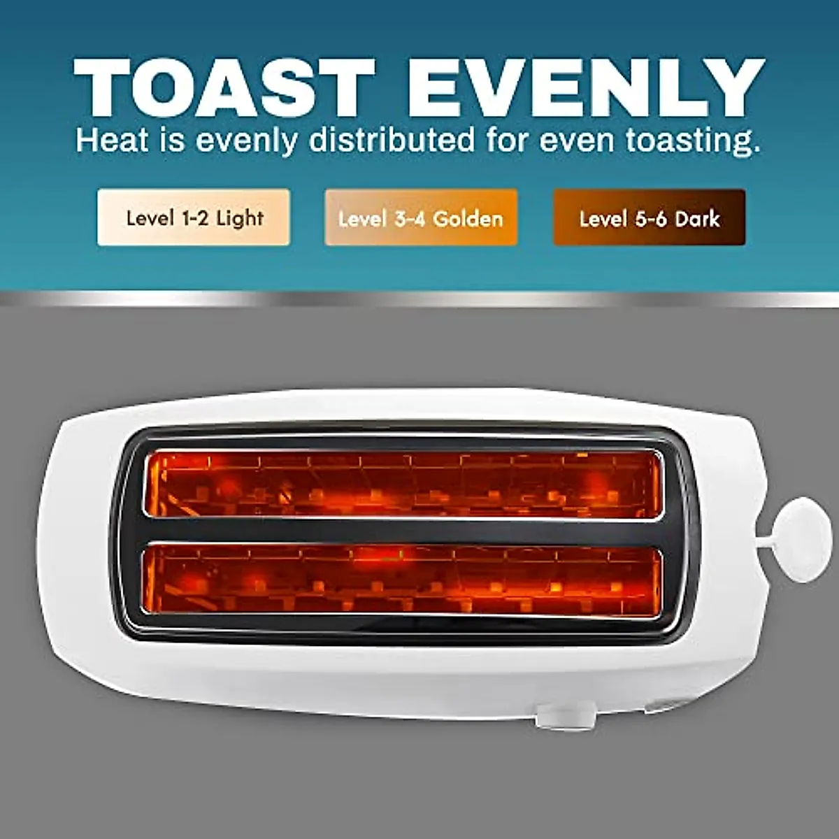 Elite Gourmet ECT-4829 Long Slot 4 Slice Toaster, 6 Toast Settings Toaster Defrost, Reheat, Cancel Functions, Slide Out Crumb Tray, Extra Wide Slots for Bagels Waffles, White