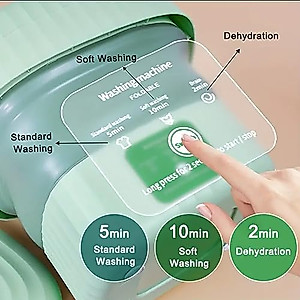 Portable Washing Machine, 9L Foldable Washing Machine and Spin Dryer with 3 Modes, Portable Washer for Small Items, Underwear, Baby Cloths for Apartments, Travel, Camping (Green)