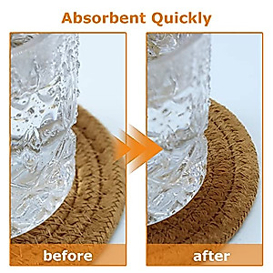Coomin Coasters with Holder, 8pcs Absorbent Coasters for Drinks, Cotton Woven Farmhouse Coasters for Coffee Table, Suitable for Home Decor, Housewarming Gifts and Kinds of Cups