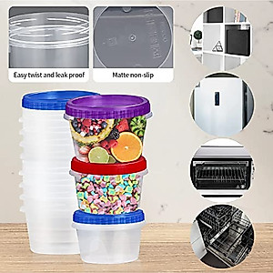24 Pack 16oz Twist Top Containers with 2 Rolls Freezer Labels Twist Cap Deli Containers Porridge Dessert Containers with Screw Lids 4 Color Small Top Screw on Lids Jam Containers for Snacks Fruit Leftovers