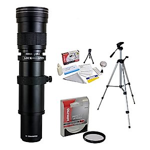 Opteka 420-800mm f/8.3 HD Telephoto Zoom Lens with UV Filter and 54" Tripod for Olympus EVOLT E-5, E-520, E-510, E-500, E-450, E-420, E-410, E-400, E-330 and E-300 Digital SLR Cameras