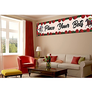 Place Your Bets Outdoor Banner Churchill Downs Kentucky Derby Party Horse Racing Large Fence Banner Front Yard Garden Decoration Sign