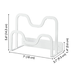 Poeland Wall Mounted Pot Lid Holder, Cutting Board Storage Organizer, Door Mounted Pan Cover Racks for Pot, Chopping Board, White