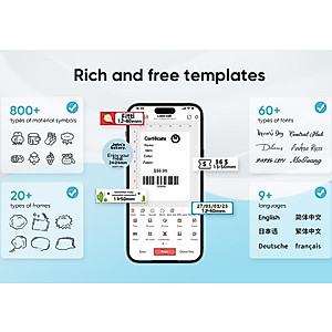 BUTIYOU P15 Label Maker with Tape,Mini Portable Bluetooth Thermal Printer,Multi Creative Label Templates Available for Phone,Easy-Used Office Home Industry Organization USB Rechargeable (White)