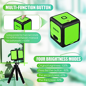 Laser Level with Stand, 50 ft Cross Line Laser, 4 Brightness Adjustment, IP54 Waterproof Self leveling and Manual Mode, Laser Level Tool with 360 Degree Pivoting Base(Battery)