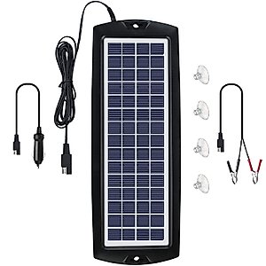 Sunway Solar Car Battery Trickle Charger & Maintainer 12V Solar Panel Power Kit Portable Backup for Car Automotive RV Marine Boat Motorcycle Truck Trailer Tractor Powersports Snowmobile Farm Equipment