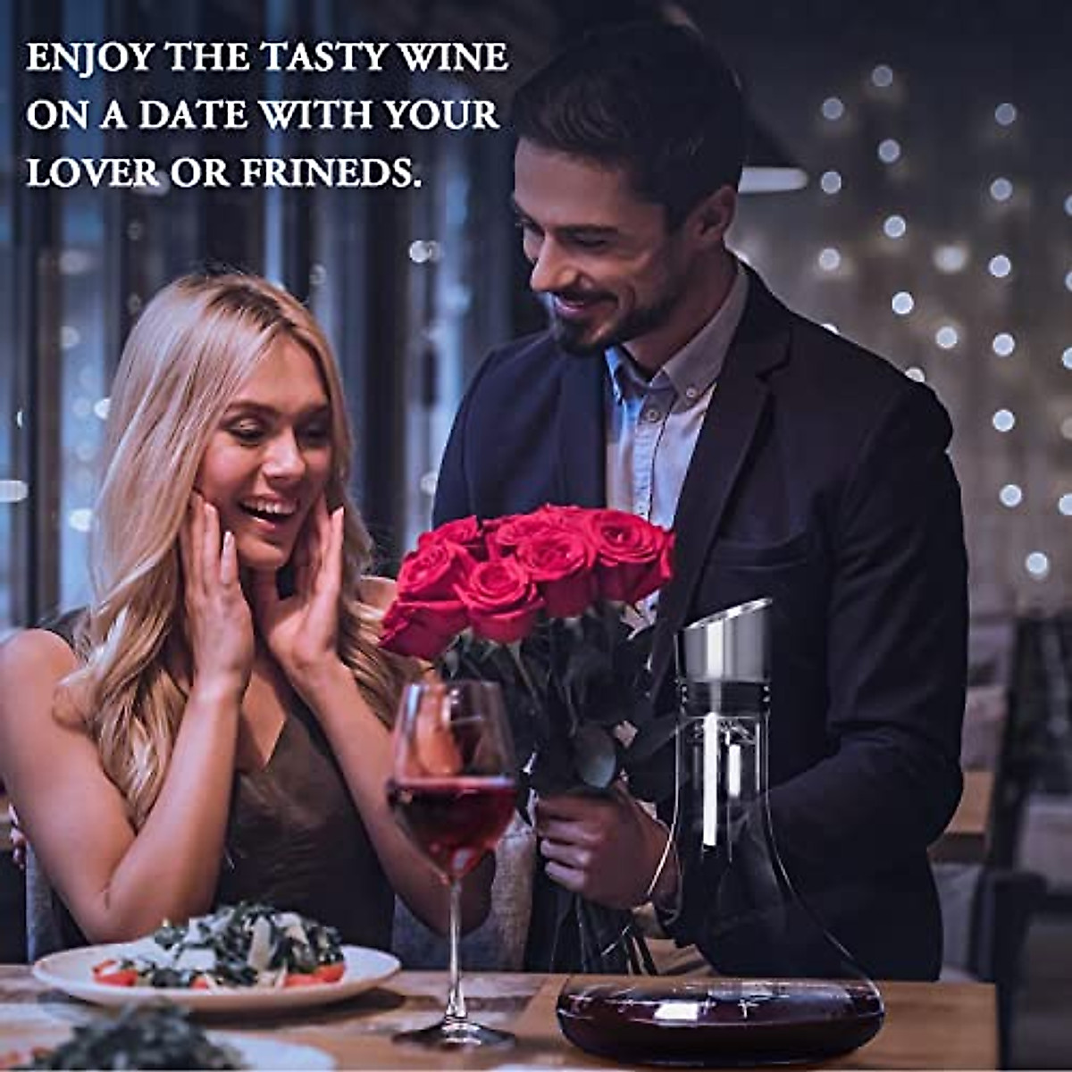 Wine Decanter, Built-in Aerator Pourer, Wine Carafe Red Wine Decanter,100% Lead-free Crystal Glass Wine Aerator, Wine Decanter with Cork Stopper, Wine Gift, Wine Accessories, 50 oz Capacity