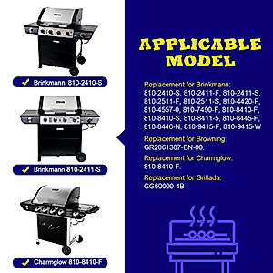 GGC Grill Grates Replacement for Brinkmann 810-8410-F, 810-2410-S, 810-2511-S, 810-2512-S, 810-8411-5, 810-9415-W and Others, 3 PCS Porcelain Coated Cast Iron Cooking Grate(17 3/4" x 8 15/16")
