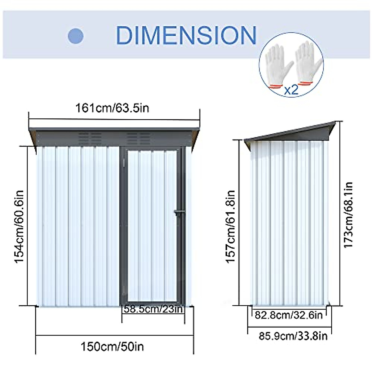 FIAKO 5x3 Feets Outdoor Storage Shed, Metal Garden Shed with Door &amp; Lock, Weather Resistant Storage House for Backyard Garden Patio Lawn, Tools, Garbage Cans, Bikes, Lawn Mower