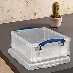 Really Useful Box 4 Pack Storage Bins, Clear Plastic Stackable Organizing Totes, 8.1 Liter