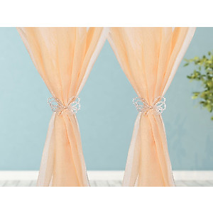 SUQ I OME 2 Pack of Handmade Sparkling Crystal Beaded Magnetic Curtain Tiebacks with Butterfly,Wedding Curtain Buckle Drapery Holder Girl's Room Decorations