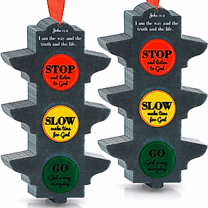 Eaasty 24 Sets Christian Traffic Light Kit Felt Bible Crafts Sunday School Crafts Educational Traffic Lamp for Kids Religious Scripture John 14:6 Crafts for Kids and Fun Classroom Party Activities