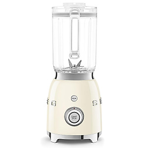 SMEG 50's Retro NEW Countertop Blender with 4 Presets and 4 Speed Settings with 6 Cup BPA Free Titan Renew JUG, BLF03CRUS, Cream