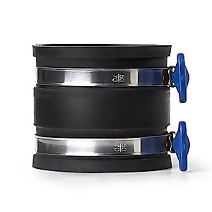 POWERTEC 70337 2-1/2" Dust Control Flex Cuff with Adjustable Key Hose Clamps, Hose Connector Rubber Cuff Coupler for Woodworking Dust Collection Fittings, Dust Collector Accessories & Machinery, 1pk