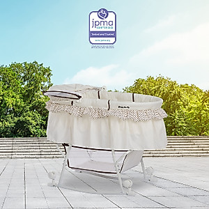 Dream On Me Lacy Portable 2-in-1 Bassinet & Cradle in Cream, Lightweight Baby Bassinet with Storage Basket, Adjustable and Removable Canopy