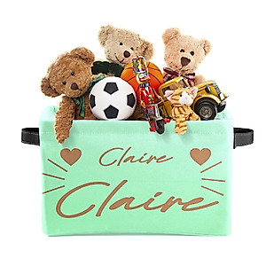 ZAACUSTOM Personalized Storage Baskets with Name Text Custom Boys Girls Kids Toys Storage Bin Box Cube Organizer with Handles for Organizing Shelf Closet, Foldable, Waterproof, Cute, 1 Pack
