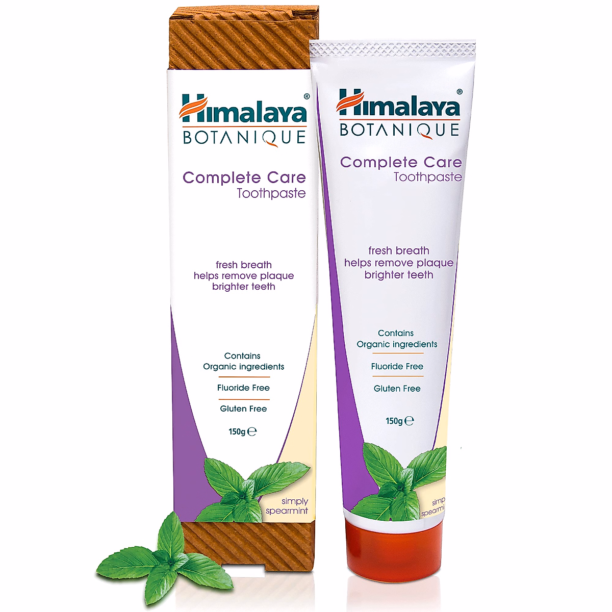 Himalaya Botanique Complete Care Toothpaste, Spearmint Flavor, Fights Plaque, Freshens Breath, Fluoride Free, No Artificial Flavors, SLS Free, Cruelty Free, Foaming, 5.29 Oz, 1 Pack