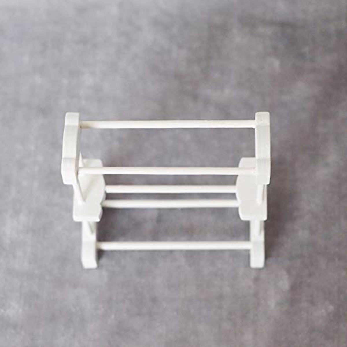 shlutesoy 1/12 Doll House Wooden Standing Towel Drying Rack Micro Bathroom Furniture