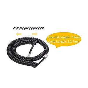 Coiled Wire 4 Pack 8Ft Uncoiled / 1.4Ft Coiled Landline Phone Handset Cable 4P4C Telephone Accessory Black