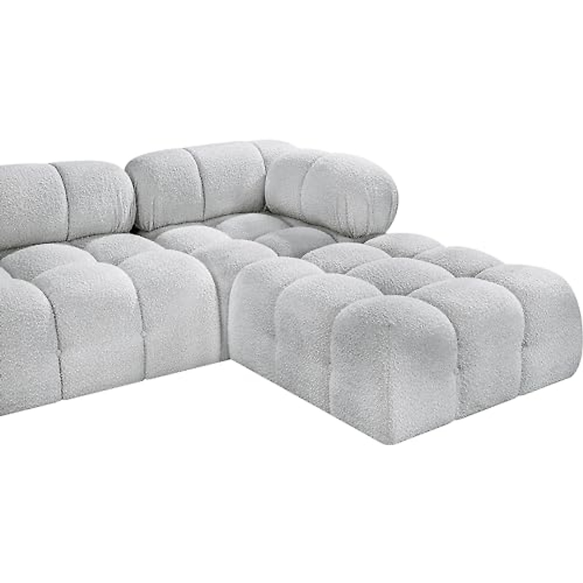 Meridian Furniture 611Grey-Sec8B Ames Collection Modern | Contemporary Modular Sectional with Rich Grey Boucle Fabric, Modular to Create Infinite Configurations, 204" W x 68" D x 28" H, Grey