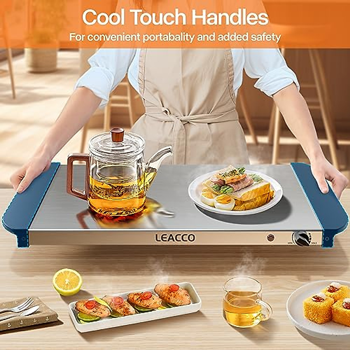 Leacco Buffet Server & Food Warmer, 3 x 2.5Qt Electric Chafing Dish Set, 25 x 14 Warming Tray Stainless Steel for Parties, Catering, Events