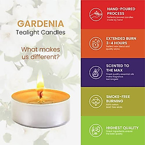 Gardenia Candle Scented Candles Tea Lights Candles - Gardenia Candle - 30 Pack - Gardenia Candle Tea Lights with 3-4 Hour Burn Time Tea Candles - TeaLight Candles for Holiday, Wedding and Home