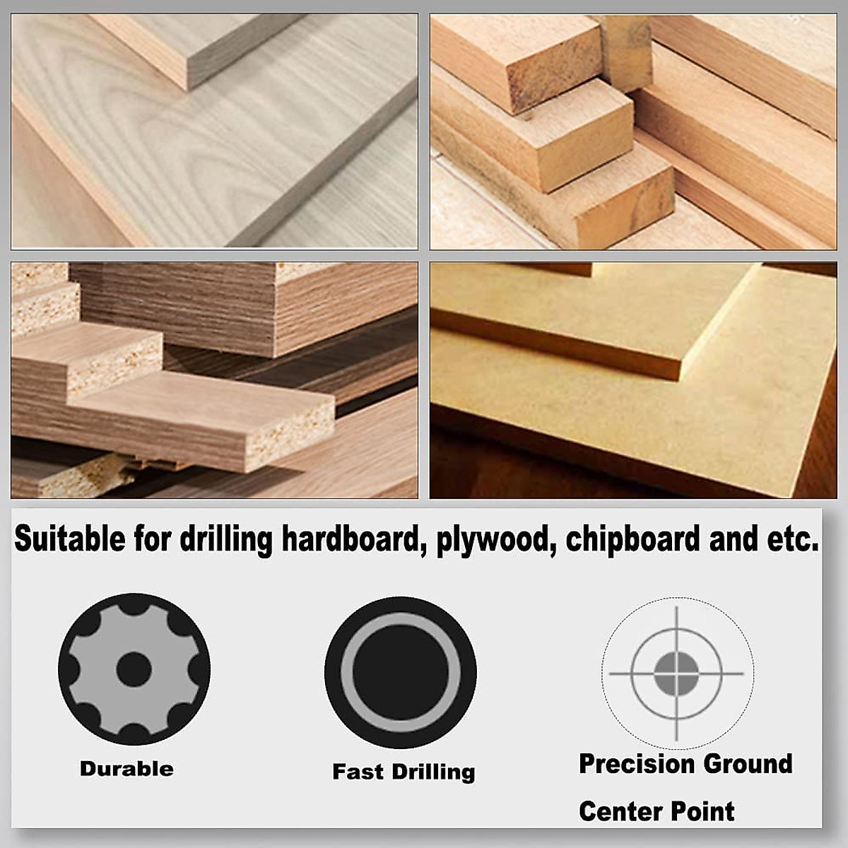 Auniwaig Brad Point Drill Bits 9.5mm x 70mm Forward Turning HSS Soft Drill for Wood Grooved Step Drill Spiral Twist Wood Drill Bits for Woodworking Drilling Tool