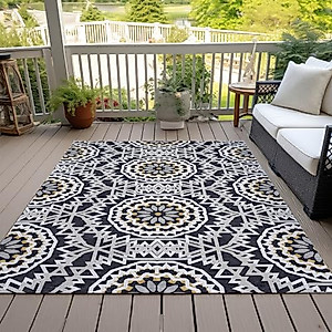 Addison Rugs Chantille ACN619 Black 9' x 12' Indoor Outdoor Area Rug, Easy Clean, Machine Washable, Non Shedding, Bedroom, Living Room, Dining Room, Kitchen, Patio Rug