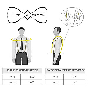 Hide & Groom, Y Back Suspenders with Adjustable Size Straps for Men, Wedding, Heavy Duty, Steampunk Harness, Full Grain Leather, Handmade Accessories, Bourbon Brown