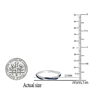 Dazzlingrock Collection Round Blue Sapphire & White Diamond Swirl Stackable Ring for Women in 14K Solid White Gold, Size 5