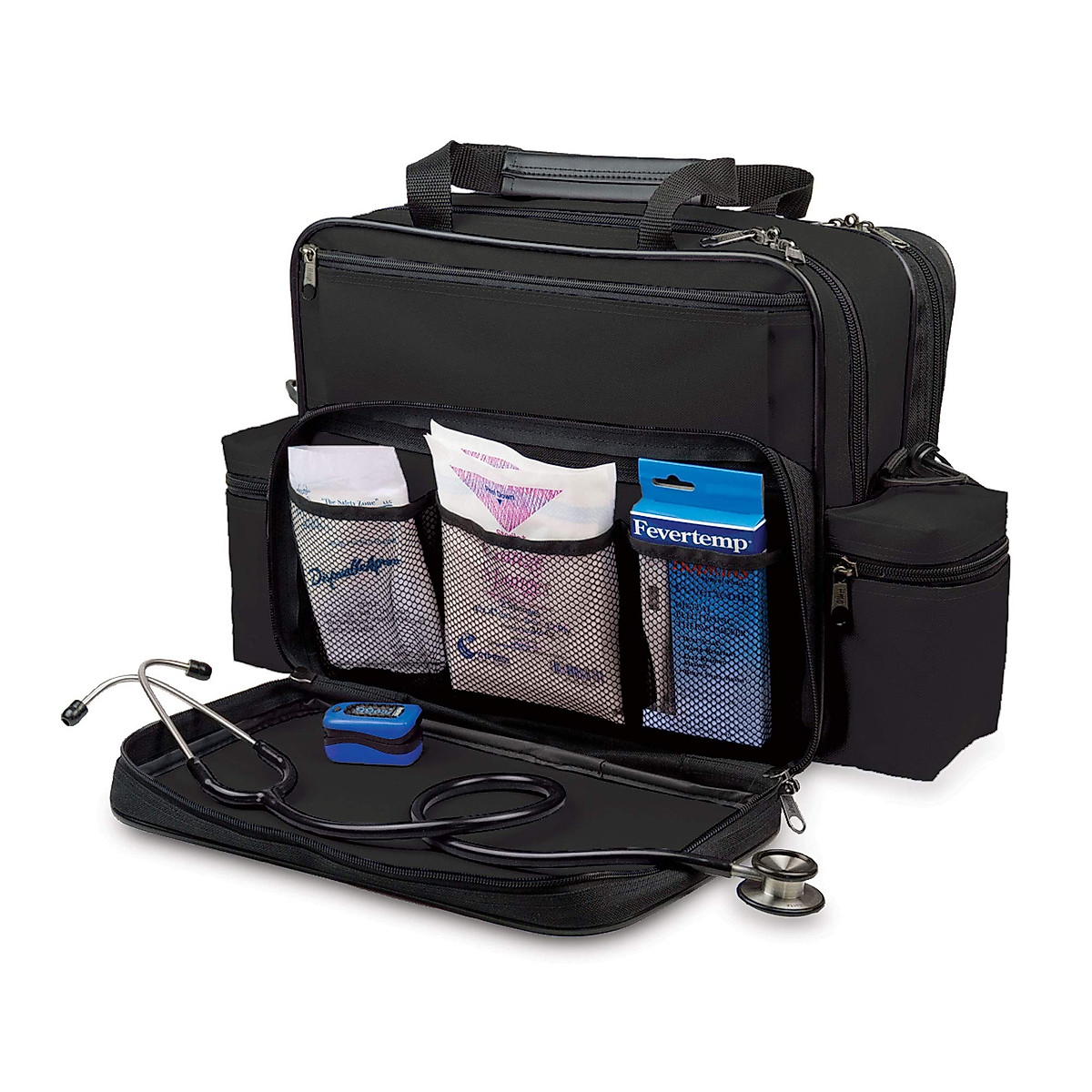 Hopkins Medical Products Home Health Shoulder Bag, 600D Waterproof Exterior, Large Storage Compartments, Removable Adjustable Shoulder Strap, 14x11.5x8